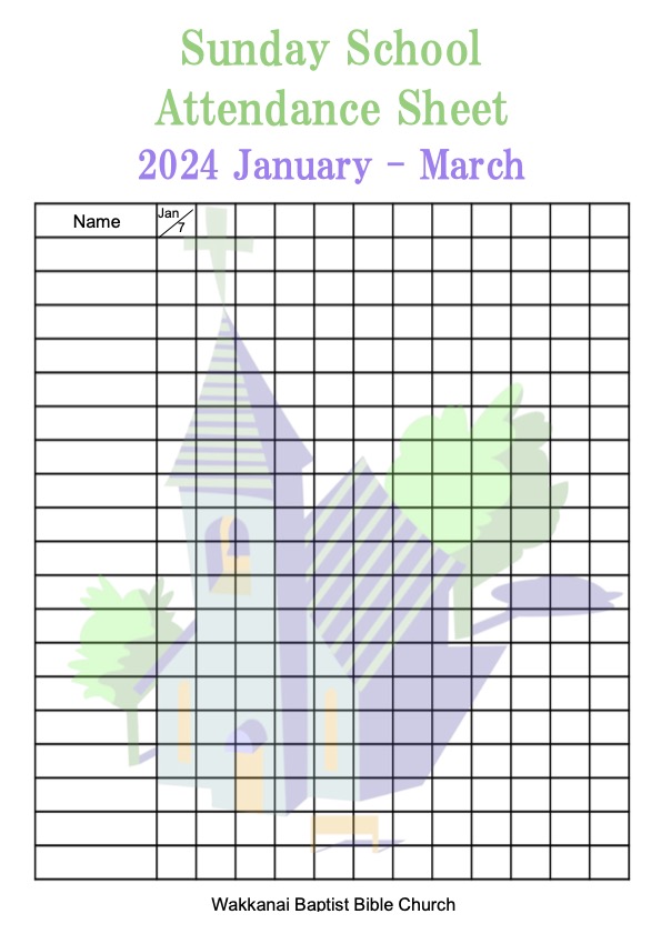 Printable Attendance Charts Bible School Church Organizational Chart